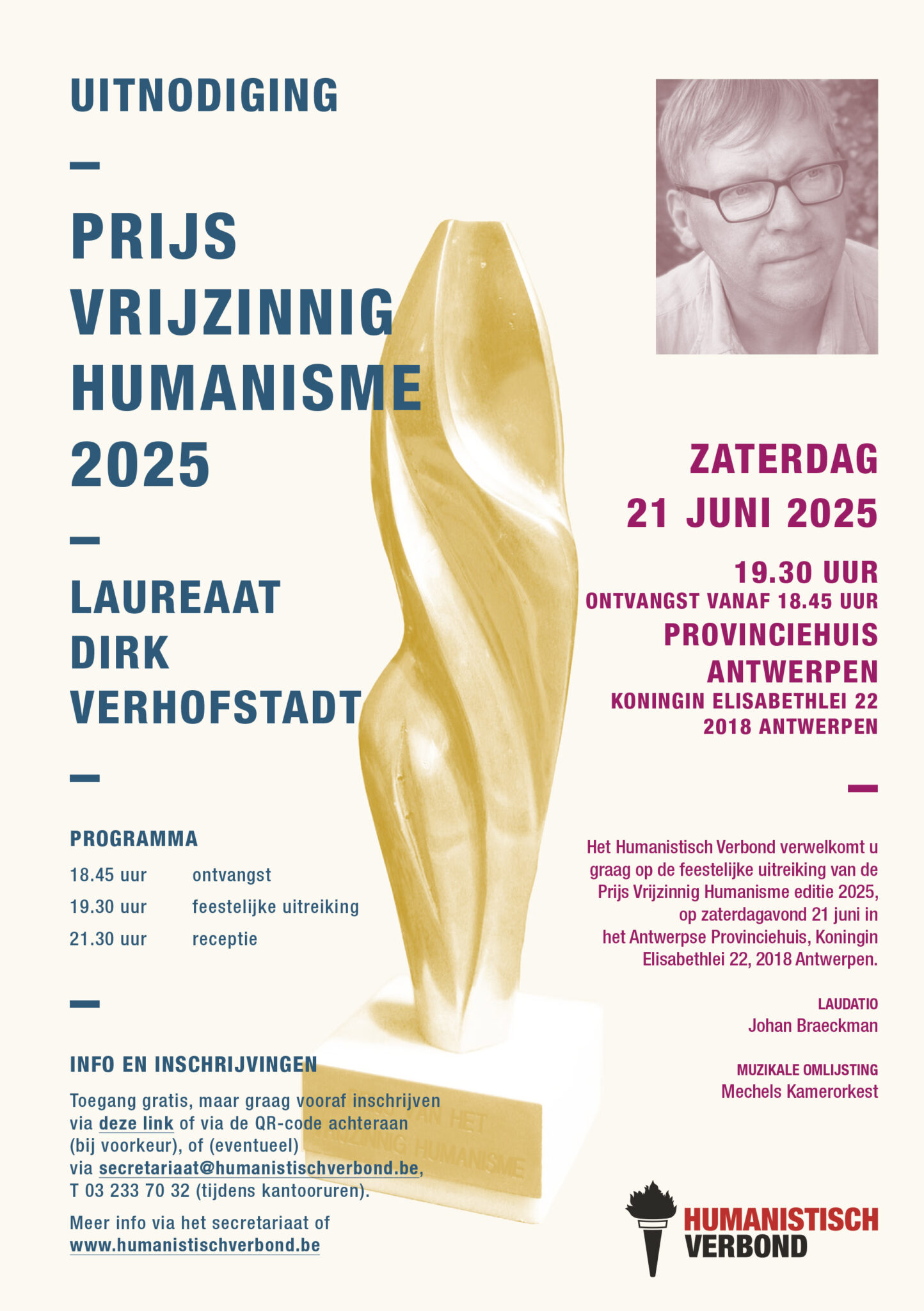 Uitreiking Prijs Vrijzinnig Humanisme 2025 aan laureaat Dirk ...